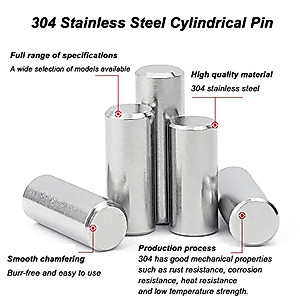 Othim 50 Pcs Dowel Pin, 304 Stainless Steel Shelf Support Pin Metal Fasten Elements Used on Precise Location, Diameter 3Mm,Length 5mm