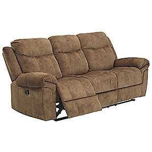 Signature Design by Ashley Huddle-Up Manual Reclining Sofa with Drop Down Table, Storage & USB Outlets, Brown