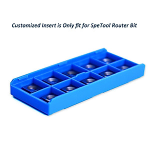 SpeTool 10pcs Square Carbide Inserts Replacement for Slab Flattening Router Bit (12mmx12mm, 2.2mm Thick), 35 Degree Cutting Angle, Straight -Hole