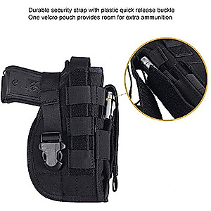 ACEXIER Universal Tactical Gun Holster Right Hand Molle Pistol Holster Combat Airsoft Waist Belt Holster for 1911 45 92 96 Glock(Black)