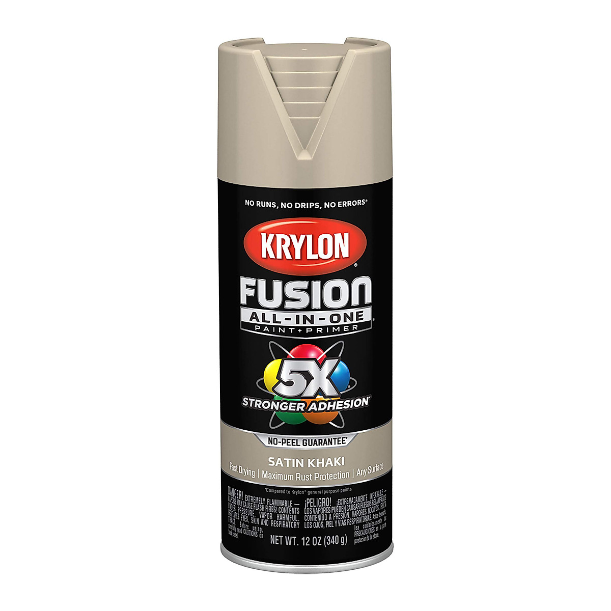 12 oz Krylon K02740007 Khaki Fusion All-In-One Paint & Primer Spray Paint, Satin