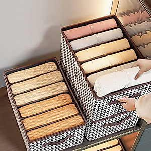 Ozeupeka foldable indoor clothes storage box with handles, large space closet closet storage storage box for clothes/jeans/skirts/shirts/T-shirts, 1PCS (7 Grids)