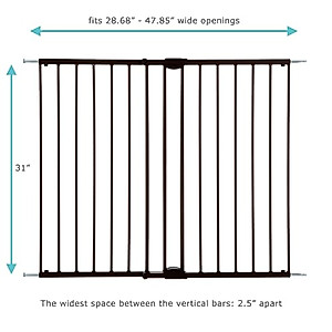 Toddleroo by North States Baby Gate for Stairs: Easy Swing & Lock Series 2 Child Gate, Fits Openings 28.68"-47.85" Wide. Safety Latch, Hardware Mount. Child Gates for Doorways (31" Tall, Matte Bronze)