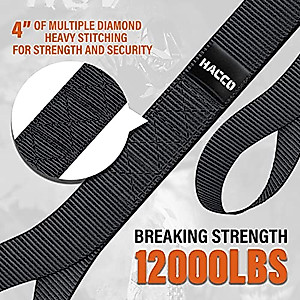 Haccoplanet 8PK Soft Loop Motorcycle Tie-Down Straps, 1.6 x 17inch 10000LB Break Strength, Heavy Duty Tie Down Loops for Securing ATV, UTV, Dirt Bike, Lawn & Garden Equipment (Black)
