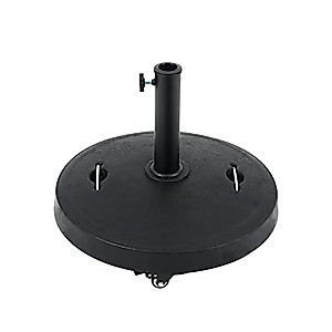 Verano Garden Patio Umbrella Base 52lbs, Heavy Duty Umbrella Stand with Wheels for Outdoor 1.5''~1.89'' Market Umbrella, Weighted Base for Patio Deck Porch Poolside (Black with Handle)