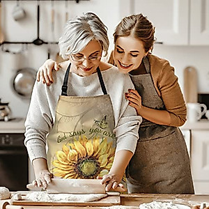 KIYIYZER Christian Gifts for Women, Inspirational Gifts for Women, Religious Cooking Apron Sunflower Gifts for Women Birthday Gifts for Mom Grandma