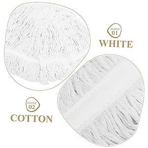 KICHOUSE Mop Replacement Head Floor Sweeper Household Mop Pad Spins Mop Refill Floor Cleaning Mop Head Commercial Mop Head Reusable Mop Pad Wet Mop Head Refill Mop Pads White Cotton Thread