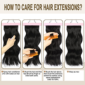 Vigorous Black Hair Extension for Women Natural Synthetic Clip in Hair Extensions 4PCS Thick Hairpieces Double Weft