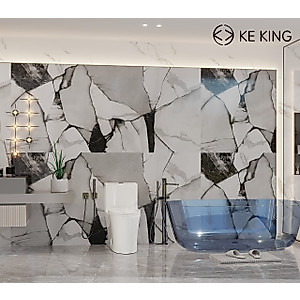 KE KING Water Saving 0.8/1.28 GPF High Efficient Dual-Flush Elongated One-Piece Toilet with Comfort Chair Seat ADA Height, Sleek White Toilet Bowl