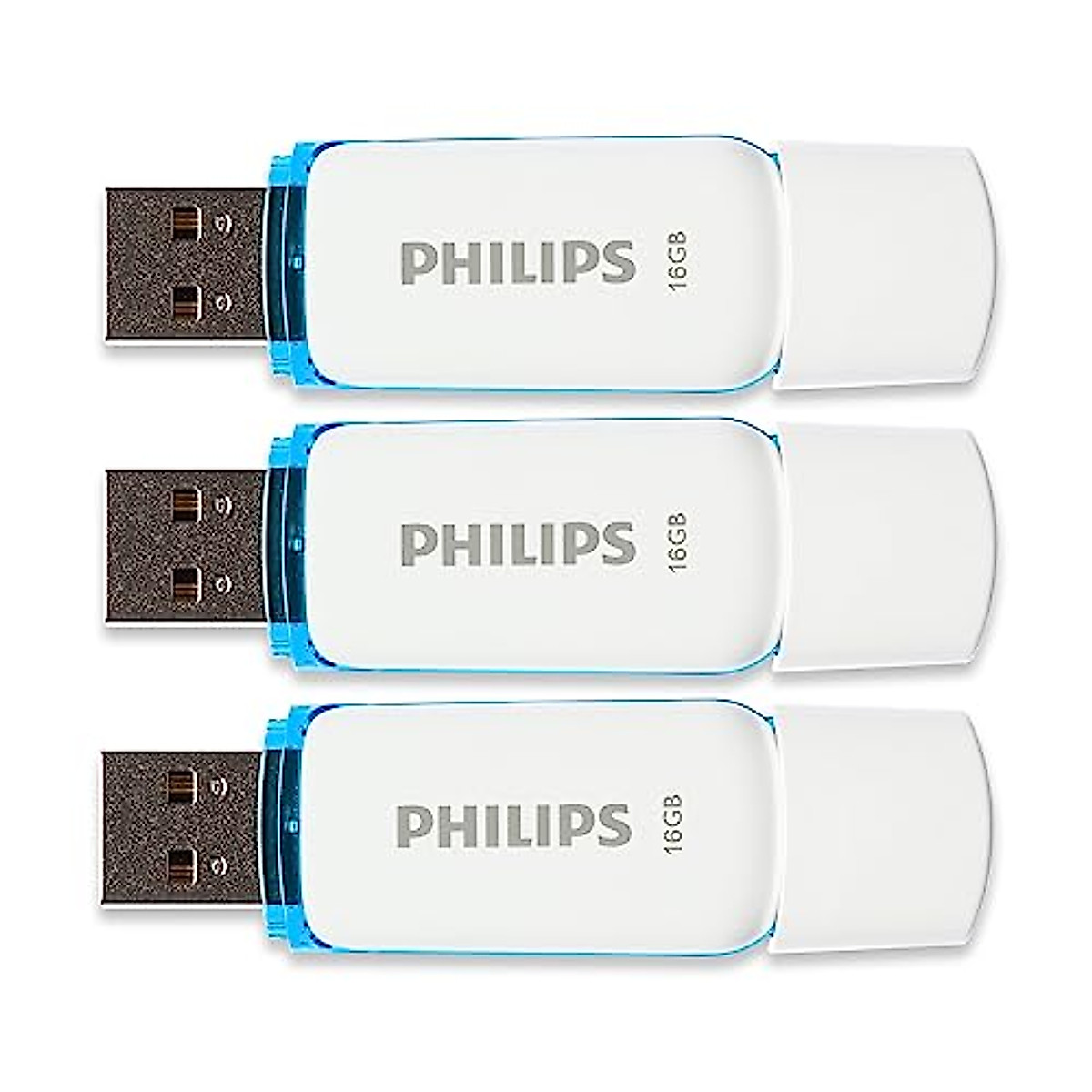 PHILIPS 16GB Flash Drive, Snow Edition USB 2.0 - White/Blue - 3-Pack