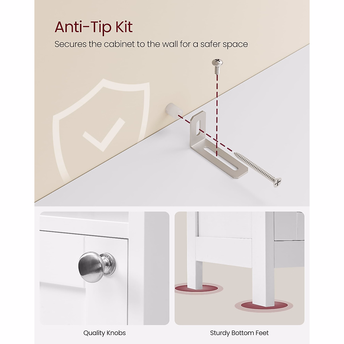 VASAGLE Tall Bathroom Cabinet with Lights, Slim Freestanding Bathroom Storage Cabinet with Adjustable Shelves, for Small Spaces, Modern, 11.8 Inches Wide, Cloud White UBBC566W02