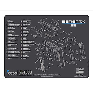 EDOG Beretta 92 Cerus Gear Schematic (Exploded View) Heavy Duty Pistol Cleaning 12x17 Padded Gun-Work Surface Protector Mat Solvent & Oil Resistant