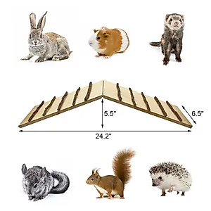 Hamiledyi Rabbits Wooden Cage Bridge Ramp Guinea Pig Bridge Climbing Ladder Toy Rodents Climbing Ladder for Chinchillas Ferrets Squirrels Hedgehogs Gerbils Small Animal