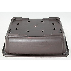 Rectangular Plastic Bonsai/Succulent Pot 10.5"x 7.75"x 3.5" - Dark Brown