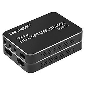 UNISHEEN USB 3.0 Game Capture Card 4K HDMI Video Adapter Card, Broadcast Live Stream and Record, HDMI to USB 3.0 Dongle HD 1080P Live Streaming Video Game Grabber Converter
