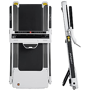 HomSof Folding Electric 3.5HP Treadmill Medium Running Machine Motorised Gym 330lbs,Portable Compact Treadmill for Home Gym Fitness Workout Jogging Walking,14KM/H,White