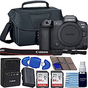 Camera EOS R5 Mirrorless DSLR Camera Body | 45 Megapixels Full-Frame CMOS Sensor | 8K30 Raw and 4K120 10-Bit Internal Video with 64gb Memory, USB Card Reader, Carrying Case + More (15PC Bundle)