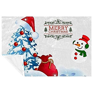 Merry Christmas Prints Soft Warm Cozy Blanket Throw for Bed Couch Sofa Picnic Camping Beach, 150×100cm