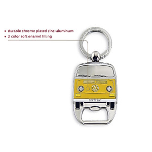 BRISA VW Collection - Volkswagen Keychain Ring Keychain Accessory Keyholder with Bottle Opener in Beetle, T1, T2 Bus Design (T2 Bus/Orange)