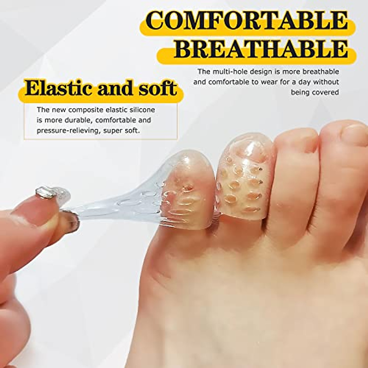 10PCS Silicone Anti-Friction Toe Protector, 2023 New Silicone Breathable Toe Covers, Soft Clear Silicone Little Toe Sleeve Protectors Caps Guards for Men Women