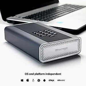 iStorage diskAshur DT2 2TB Secure encrypted portable desktop hard drive, FIPS Level 2 certified - Password protected, dust and water resistant, military grade hardware encryption IS-DT2-256-2000-C-G