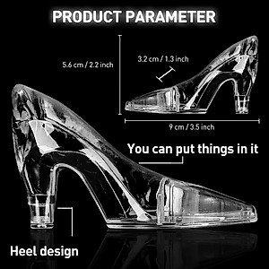 PROLOSO 24 Pcs Mini Plastic Cinderella Slippers High Heel Princess Shoes Glass Slipper Candy Holders for Princess Party Decoration Bridal Shower Baby Shower Wedding Party Favors