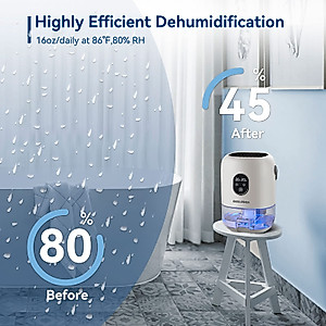 2200 Cubic Feet(240 sq ft) Dehumidifier Home, GESLEBEN Small Quiet Dehumidifiers with 7 Colorful Atmosphere Lightings, Auto-off When Water is Full, Water Level Visible, Portable Air Dehumidifiers for Basements Bedroom Bathroom Closet RV