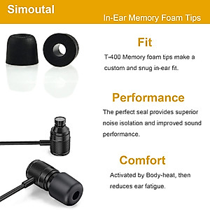 6 Packs(12 Pieces) in-Ear Monitor Replacement Memory Foam Tips 3mm Earplugs Earbud Cover for Balanced Armatured Headphone T-100(Medium, Black)