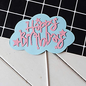 Amosfun Blue Paper Cake Toppers Cloud Design Cake Picks Birthday Cupcake Decoration Party Dessert Fruit Insert Favor for Party Cake Decortion