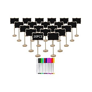 20PCS Wood Mini Chalkboard Sign with Easel Stand ,Food Labels for Party Buffet ,Blackboard for Message Board Signs,Weddings Place Cards, Birthday Parties,Table Numbers,Plants,Special Event Decorations