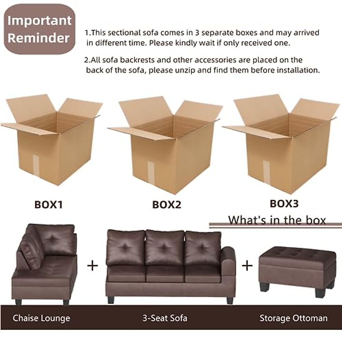 Lamerge Sectional Sofa Couch for Living Room, Modular Sectional Sofa with 6 Seats L Shaped Sofa Set with PU Leather Ottoman, Button Tufted Comfy Living Room Sofa Couch for Small Place