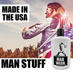 Man Stuff Man Wash Beard Wash and All in One Mens Body Wash and Shampoo | Cleanses and Softens | Natural Hydrating Ingredients | Vegan Beard Wash for Men | Paraben Free | Beard Care Gift (8 oz)