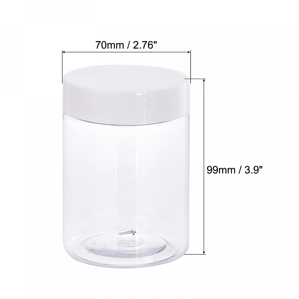 uxcell Round Plastic Jars with White Screw Top Lid, 10oz/ 300ml Wide-mouth Clear Empty Containers for Storage, Organizing, 2Pcs