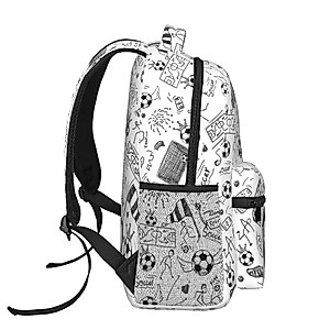 RUVNSR Soccer Backpack 16 Inch Football School Backpacks 3D Print Lightweight Ball Bookbag Casual Sport Daypack Travel Bag for Kids Girls Boys Men Gifts