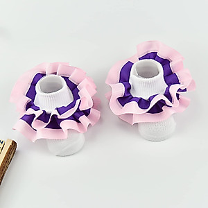 TONGXiNHUA and three Chinese characters 5 Pairs Ruffle Socks, Baby Frilly Socks Big Ruffle Socks for Newborn/Baby/Toddler/Little Girl(6-8 Years, Multicolor 5 pairs-1)