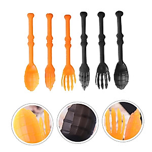 NOLITOY Skeleton Tableware 12 Pcs Halloween Tableware Plastic Coffee Toy Skeleton Forks
