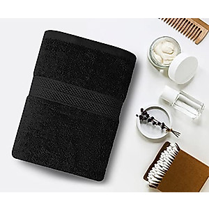 Avalon Towels Bath Towels for Bathroom 100% Cotton Black Bathroom Towels Pack of 6 (22x44 inches) - Quick Drying Bath Towels Set Small, Light Weight & Absorbent Perfect Gym & Pool Towel Set