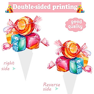 48Pcs Lollipop Cupcake Toppers Candyland Party Decorations Candyland Lollipop Cupcake Decorations Sweet Candy Cake Topper for Candyland Themed Birthday Baby Shower Supplies