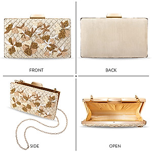 Aheli Indian Clutch Purses Gift for Women Wedding Handmade Evening Handbags Party Bridal Clutch, Gold