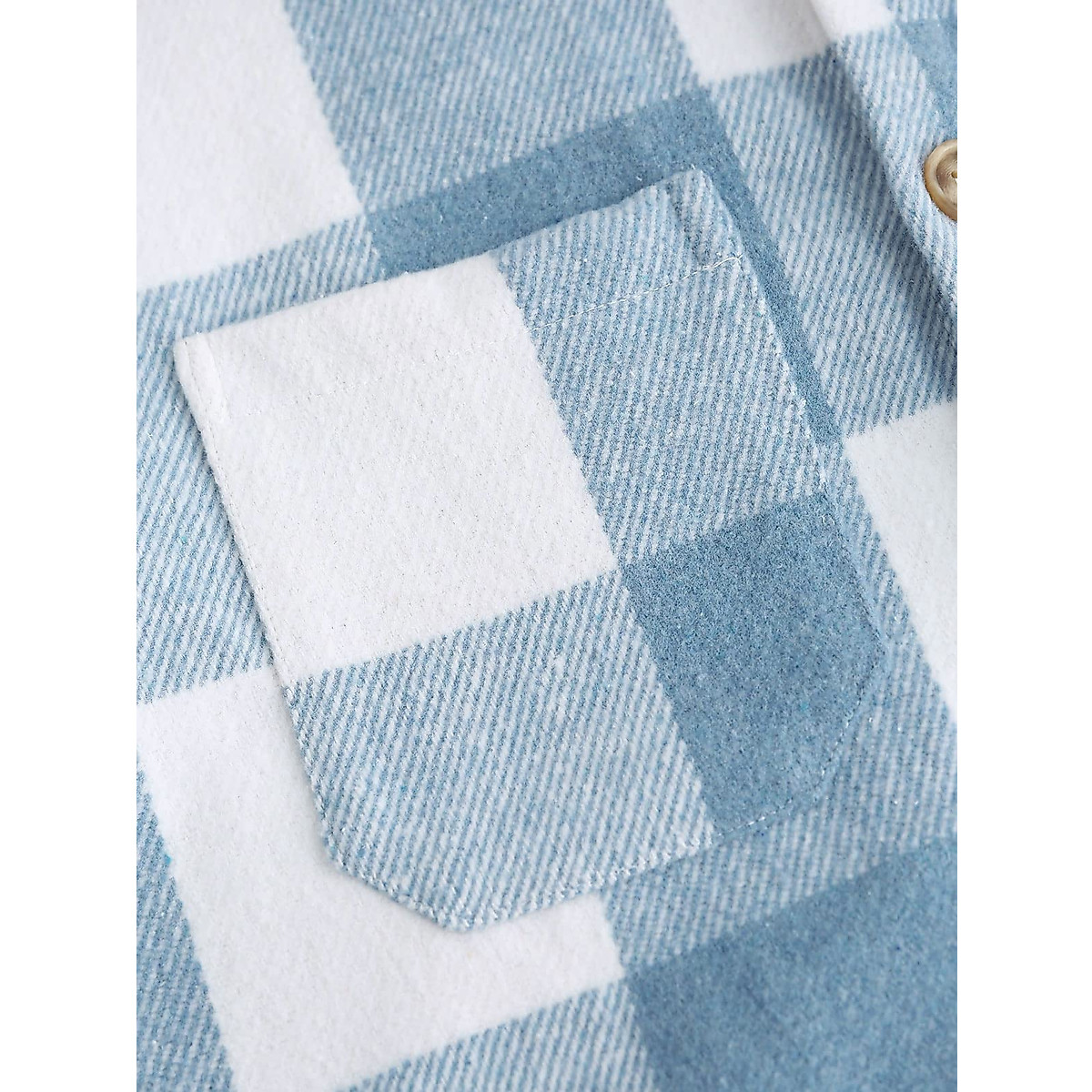 ZAFUL Men's Plaids Shirt Long Sleeve Button Down Lightweight Flannel Jacket Casual Shirt Shacket Classic Flannel Shirts(Plaid-Blue,L)