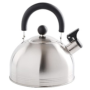 Mr. Coffee Carterton Stainless Steel Whistling Tea Kettle, 1.5-Quart, Mirror Polish