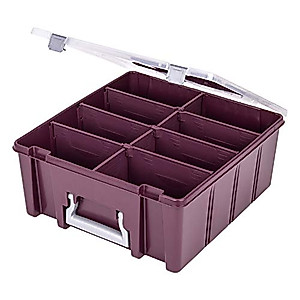 AB Designs 6990ABP Super Satchel Double Deep with Removable Dividers, Stackable Home Storage Organization Container, Plum