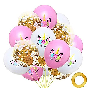 40 Pack Unicorn Latex Balloons For Arch Kit Column Garlands Banner Helium Confetti Balloons for Happy Birthday Party Wedding Celebrations Gold Rose Bulk Cute Party Decoration Supplies (12 Inch)