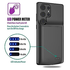 Battery Case for Galaxy S23 Ultra, 4800mAh Slim Portable Rechargeable Protective Battery Pack Charging Case Compatible with Samsung Galaxy S23 Ultra (6.8 inch) Extended Battery Charger Case (Black)