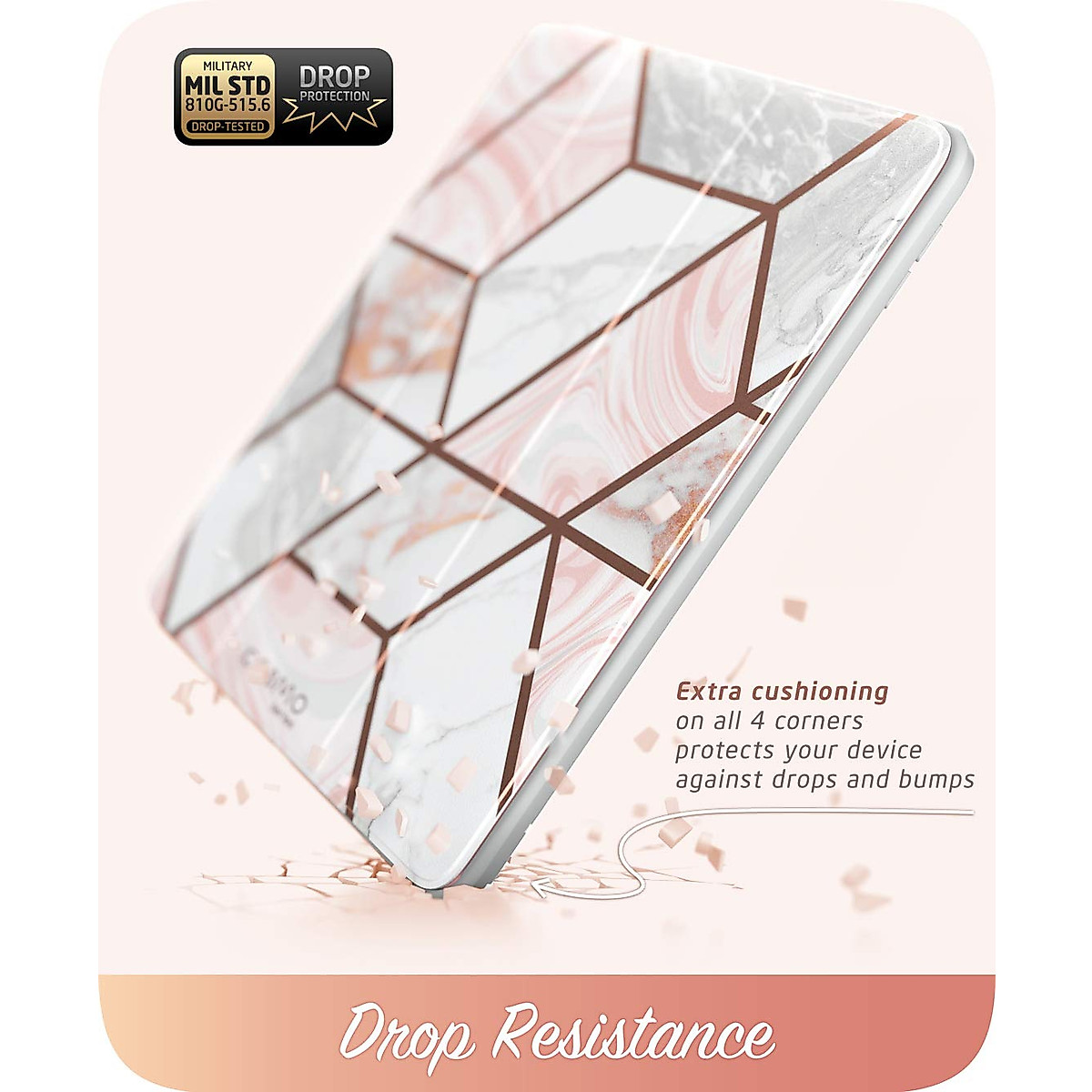 i-Blason Case for iPad 6th Generation, iPad 9.7 Case 2018/2017, [Built-in Screen Protector] Full-Body Trifold [Cosmo] Smart Cover with Auto Sleep/Wake & Pencil Holder for Apple iPad 9.7 Inch (Marble)