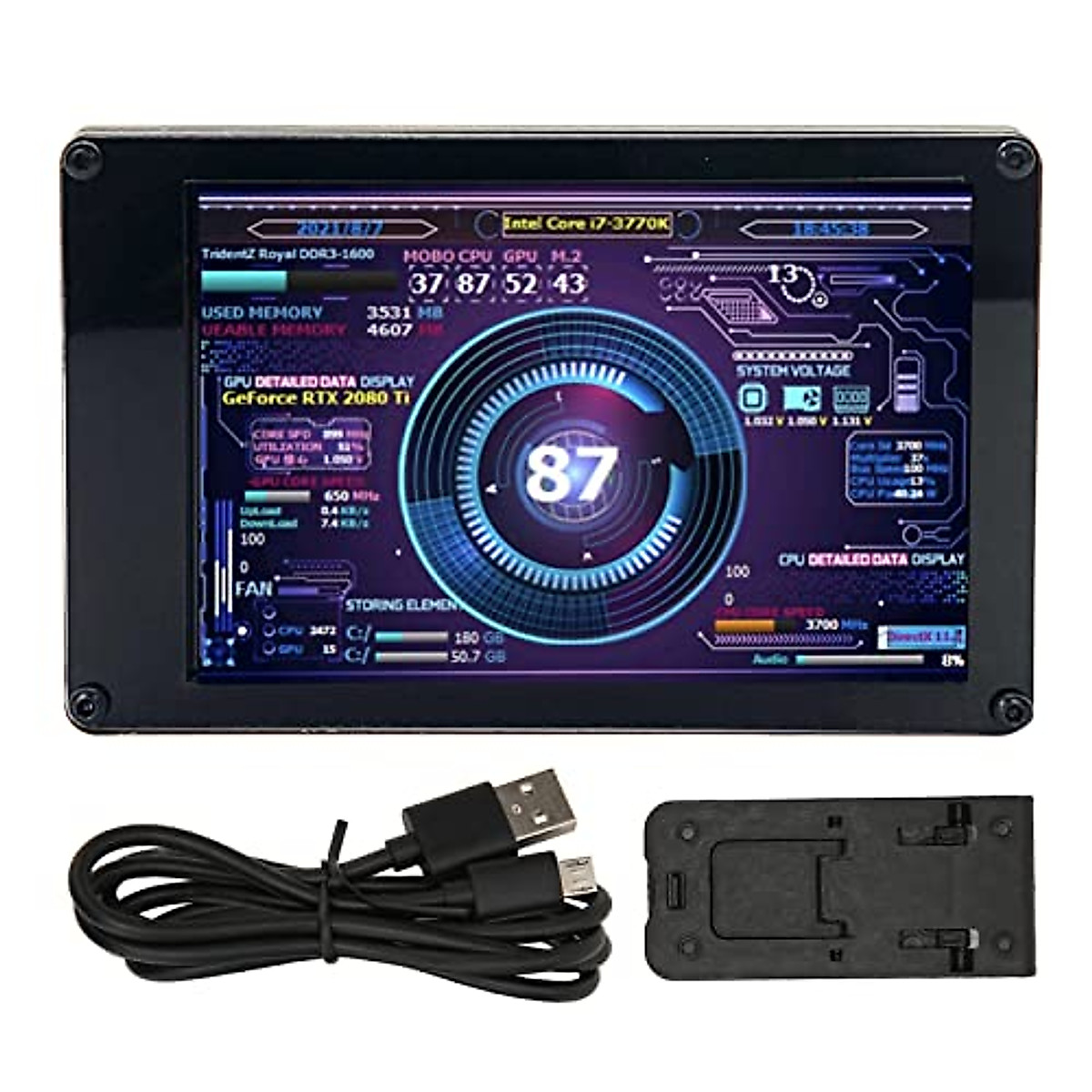 3.5 Inch IPS USB Mini Screen,Temperature Display PC CPU RAM Data Monitor,PC Accessories Computer Temp Monitor