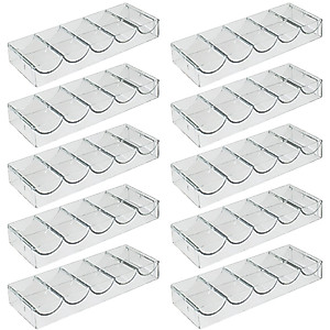 Brybelly Clear Acrylic Poker Chip Tray | for Standard Size Chips & Clay Chips | Each Tray Holds 100 Chips | 10 Trays - No Lids