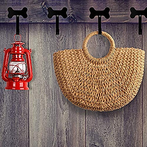 8 Piece Shaped Wall Hook Stainless Steel Wall Hooks Black Leash Hooks Wall Mounted Hanger with Nail for Coat, Key, Entryway, Hallway, Kitchen, Office Decoration (Dog Bone)