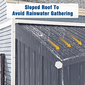 MUPATER Outdoor Storage Shed 4x8 ft, Garden Tool Storage Shed House, Metal Shed Kit for Backyard Lawn with Door and Lock, Grey