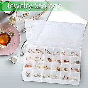 Gbivbe Large 24 Grids Plastic Organizer Box Adjustable Dividers,Clear Storage Box for Jewelry, Art DIY Crafts, Washi Tapes, Beads and Small Parts